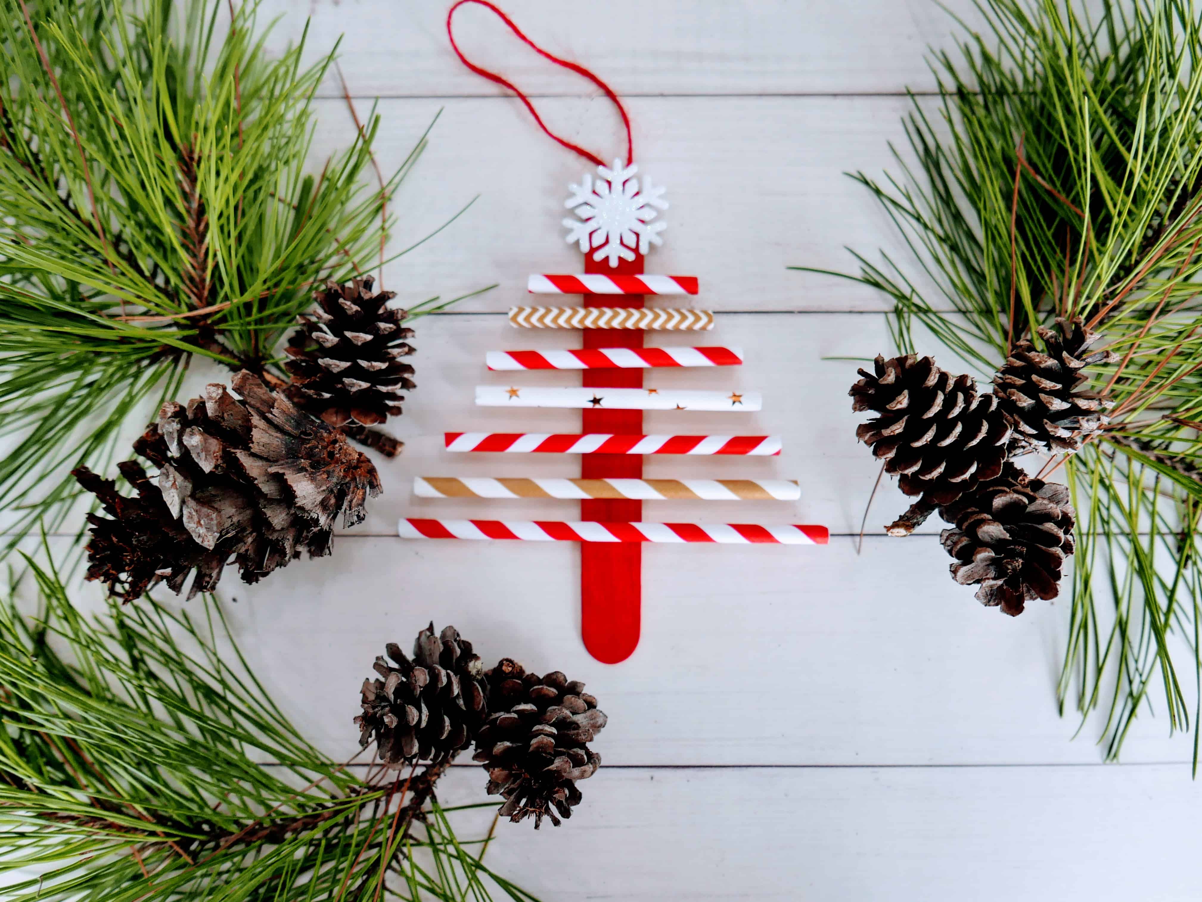 DIY Christmas Tree Craft: Paper Straw Ornament - Made In A Pinch