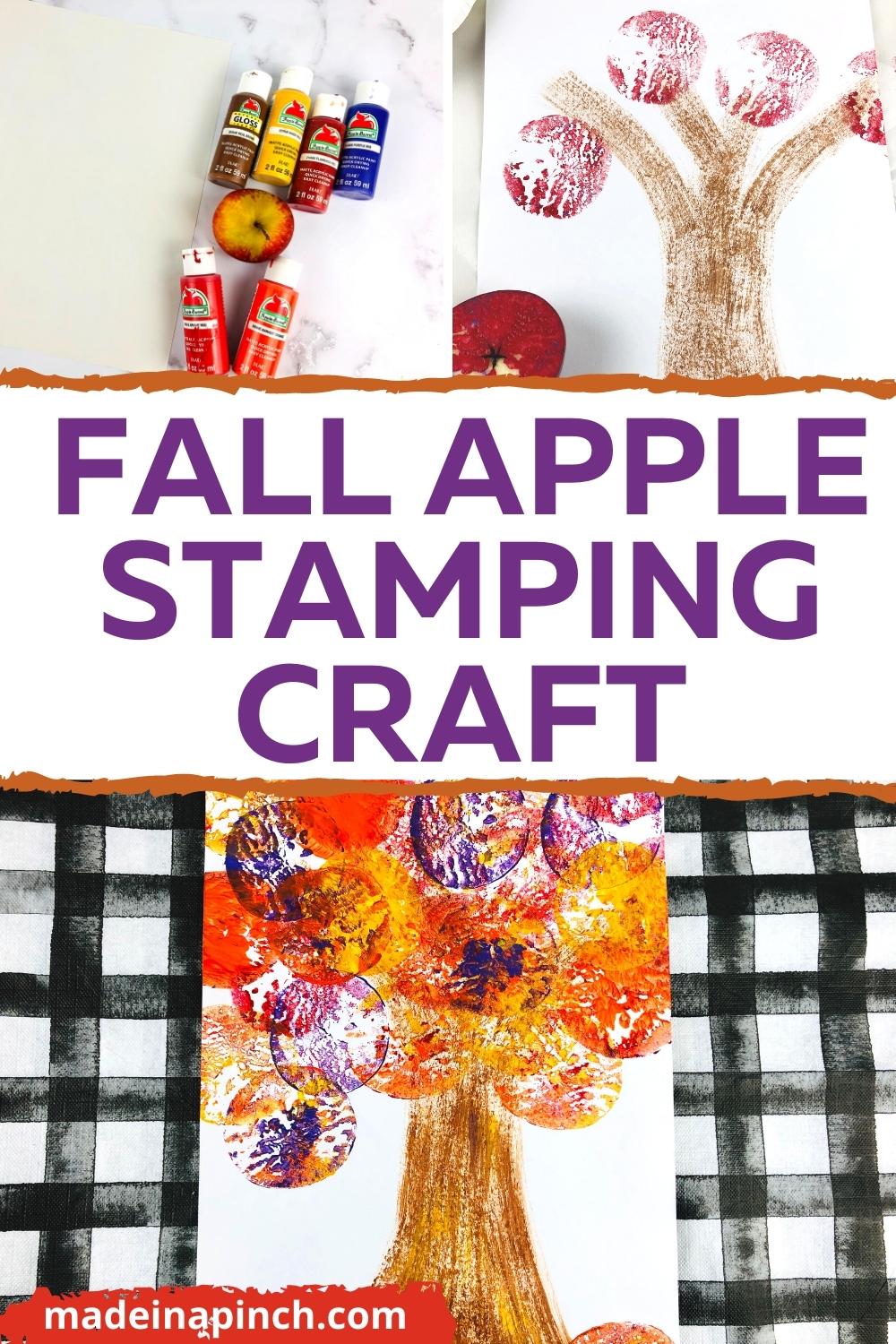 Fall Tree Apple Stamping Craft For Kids - Made In A Pinch
