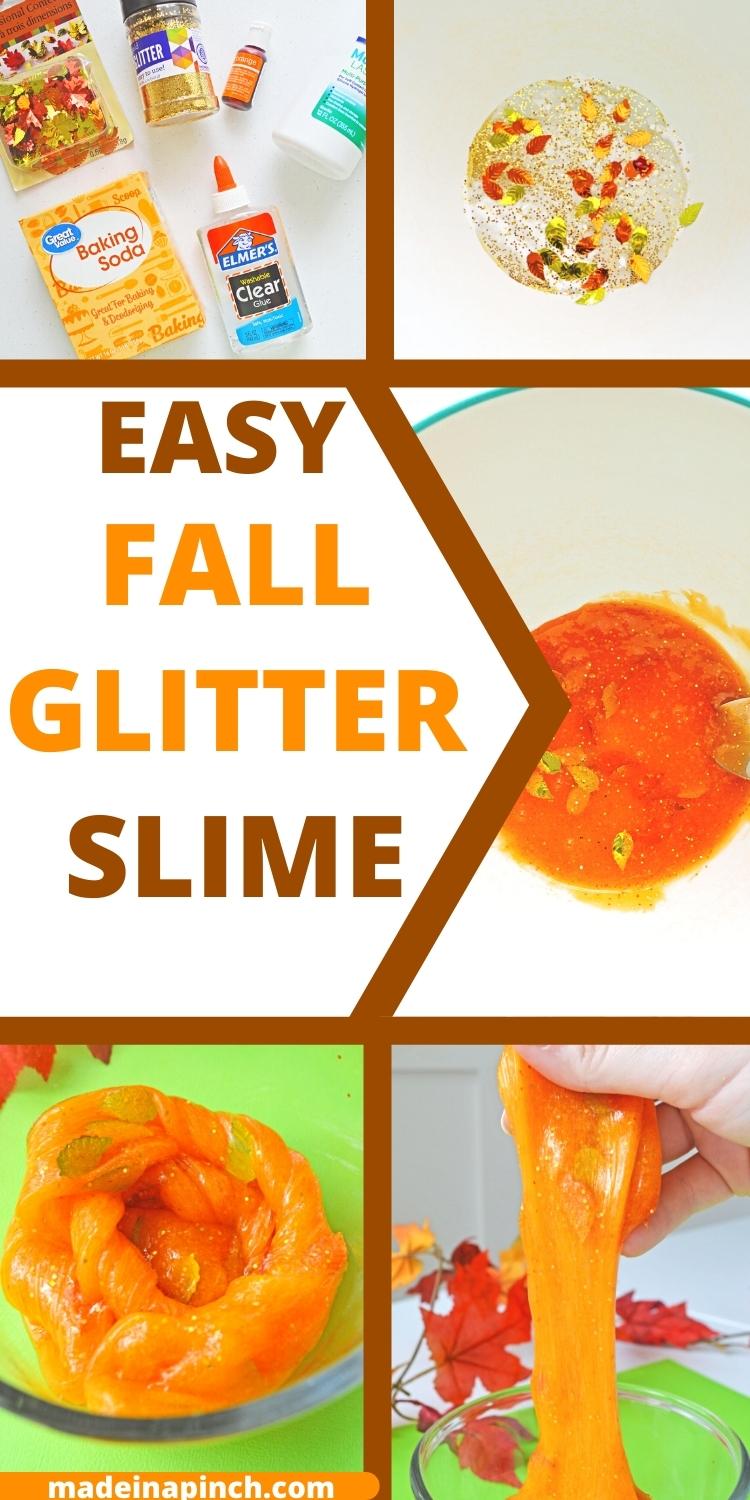 Orange Glitter Fall Slime Recipe - Made In A Pinch