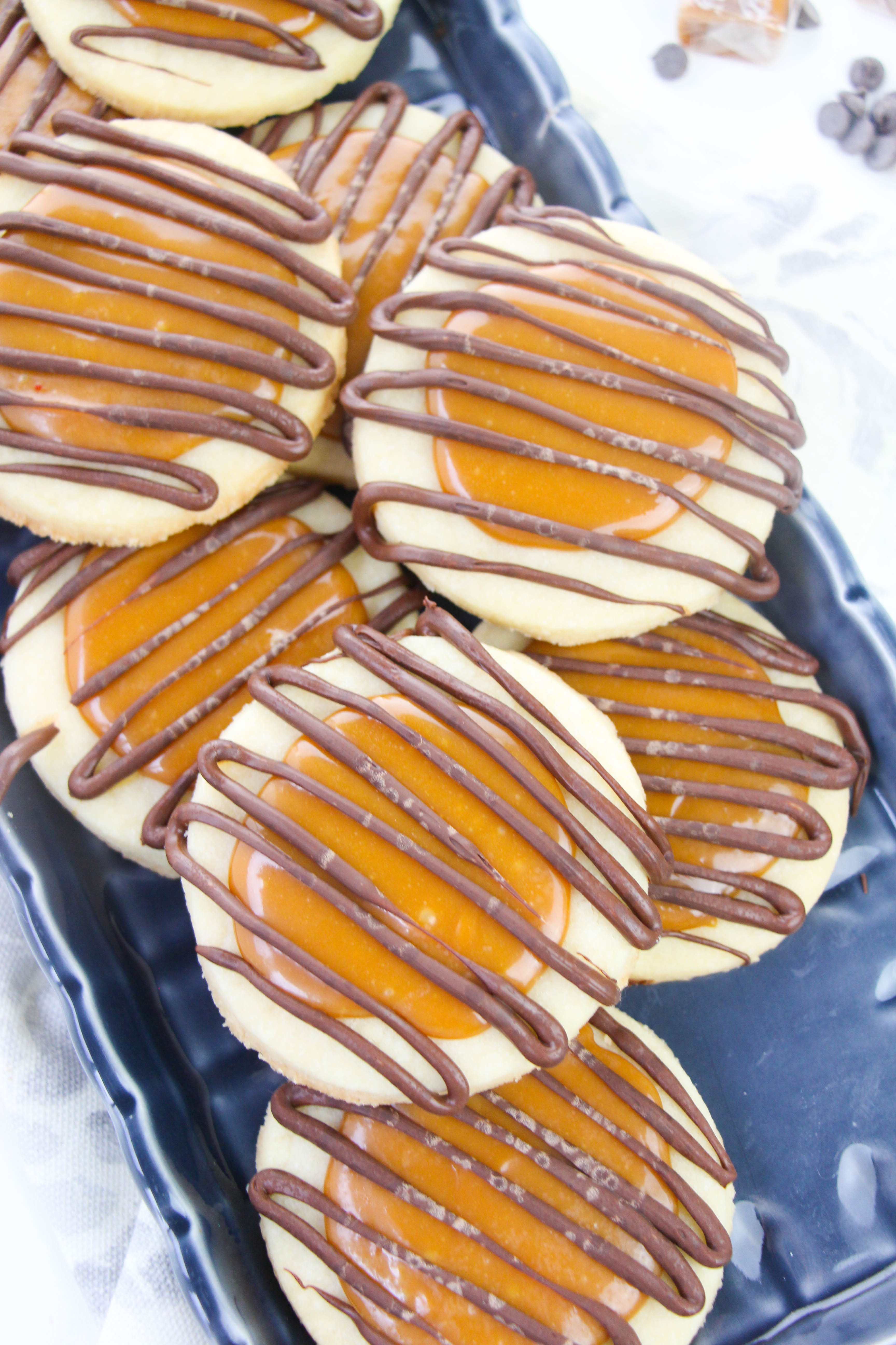 Chocolate Caramel Shortbread Cookies - Made In A Pinch