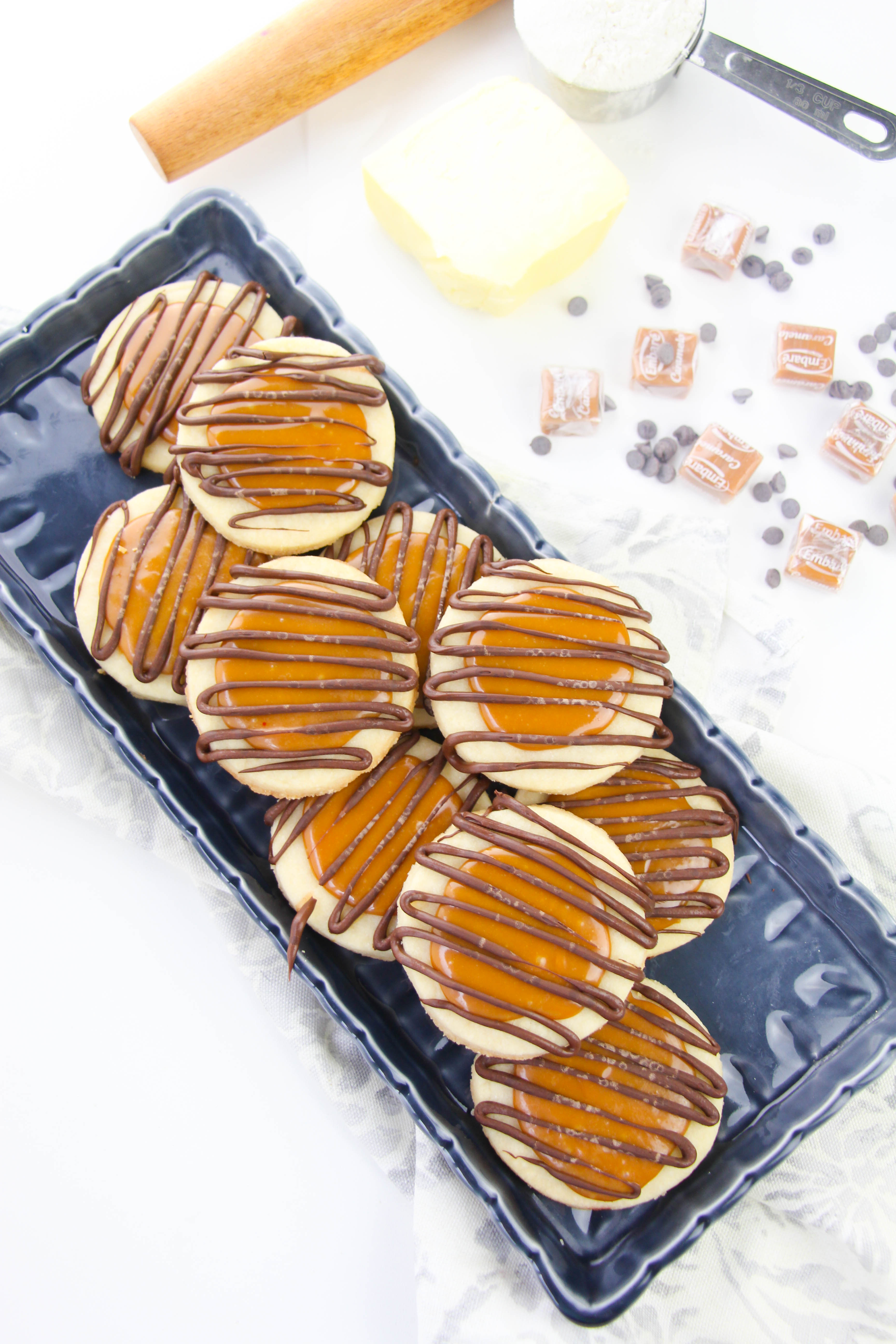 Chocolate Caramel Shortbread Cookies - Made In A Pinch