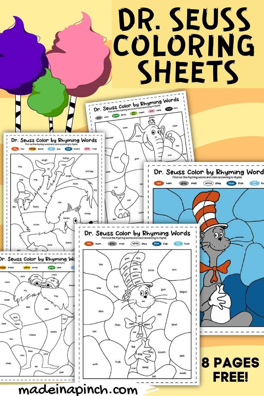 Dr. Seuss Coloring Pages Free Printable Activity - Made In A Pinch