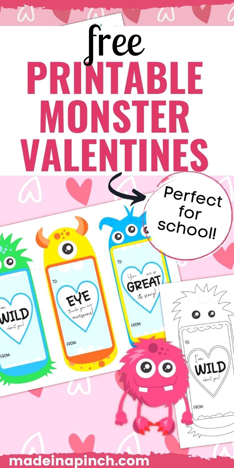 Adorable Monster Valentines Printables For School - Made In A Pinch
