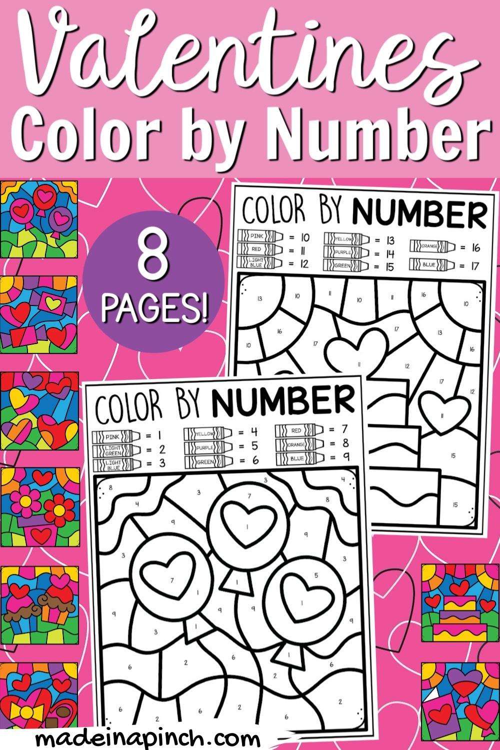 Valentine's Day Color By Number Free Printable - Made In A Pinch