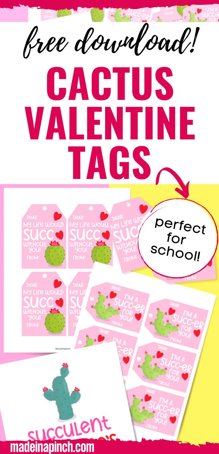 Free Printable Cactus Valentine Tags - Made In A Pinch
