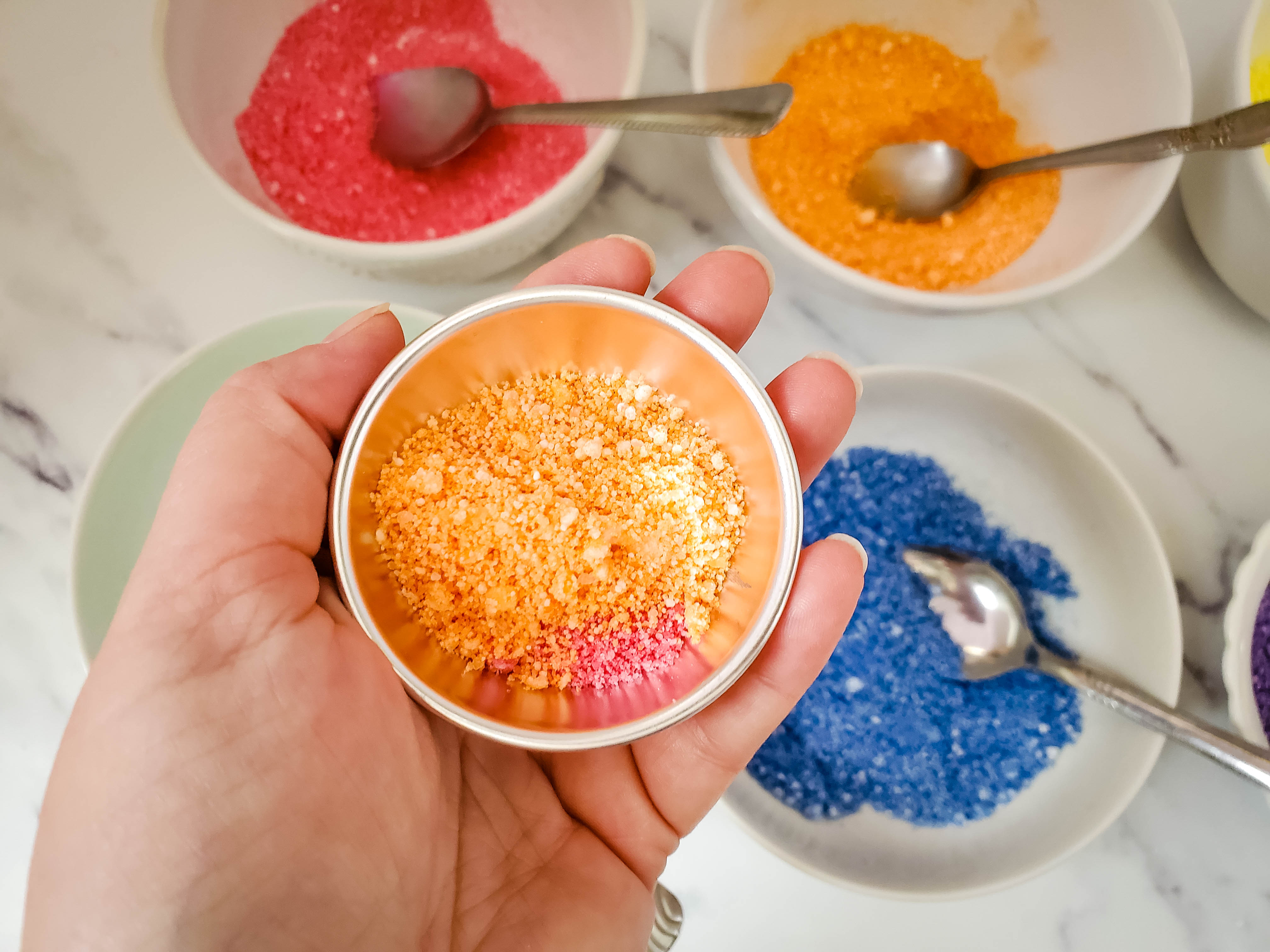 DIY Rainbow Bath Bomb Recipe - Made In A Pinch