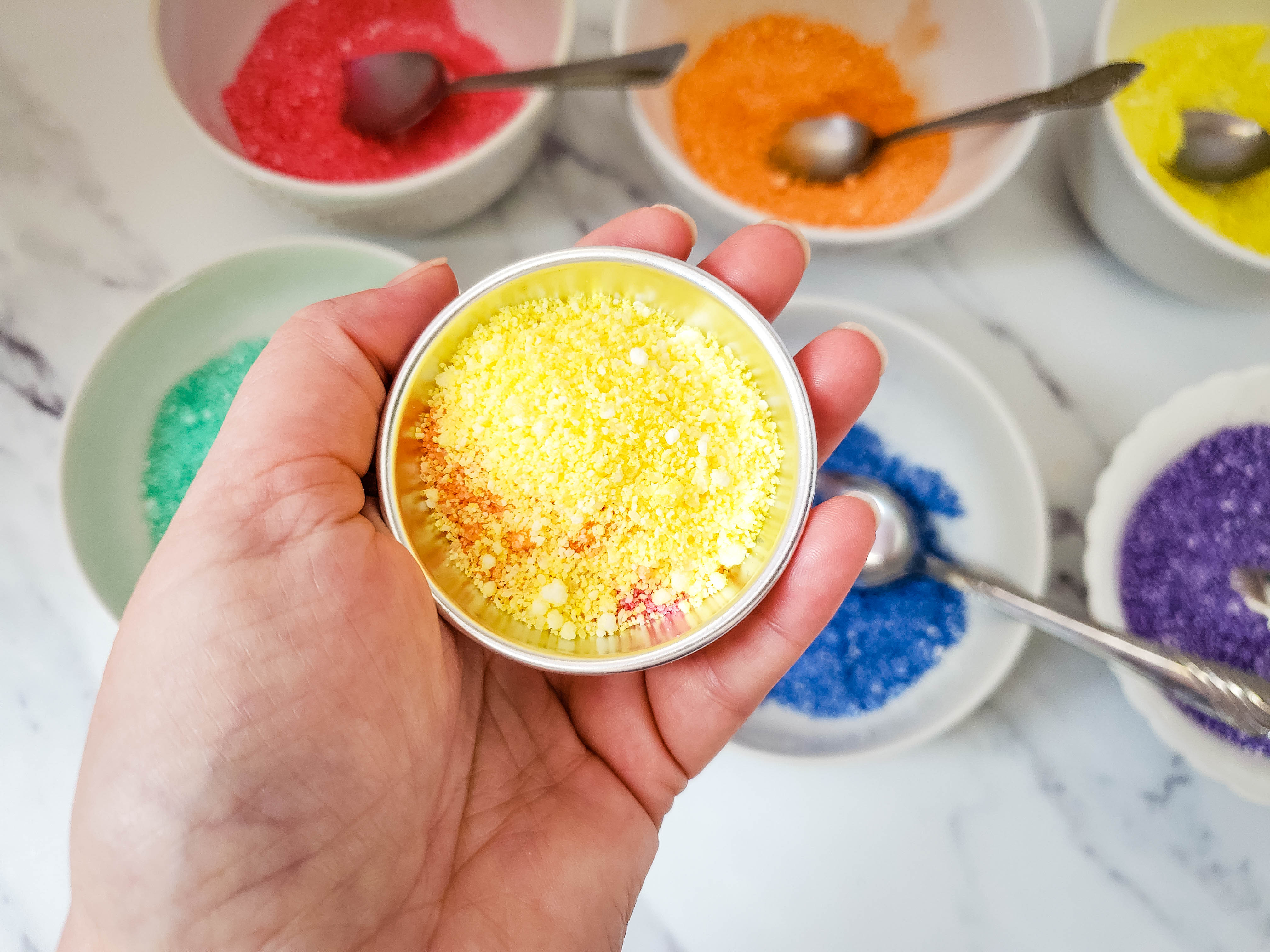 DIY Rainbow Bath Bomb Recipe - Made In A Pinch