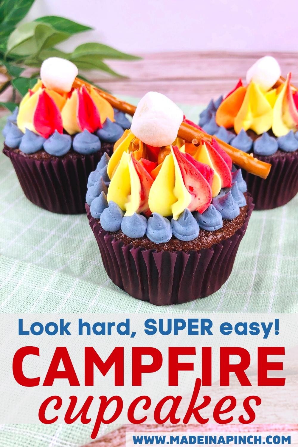 Cute Campfire Cupcakes (Easy Decorating Tutorial) - Made In A Pinch