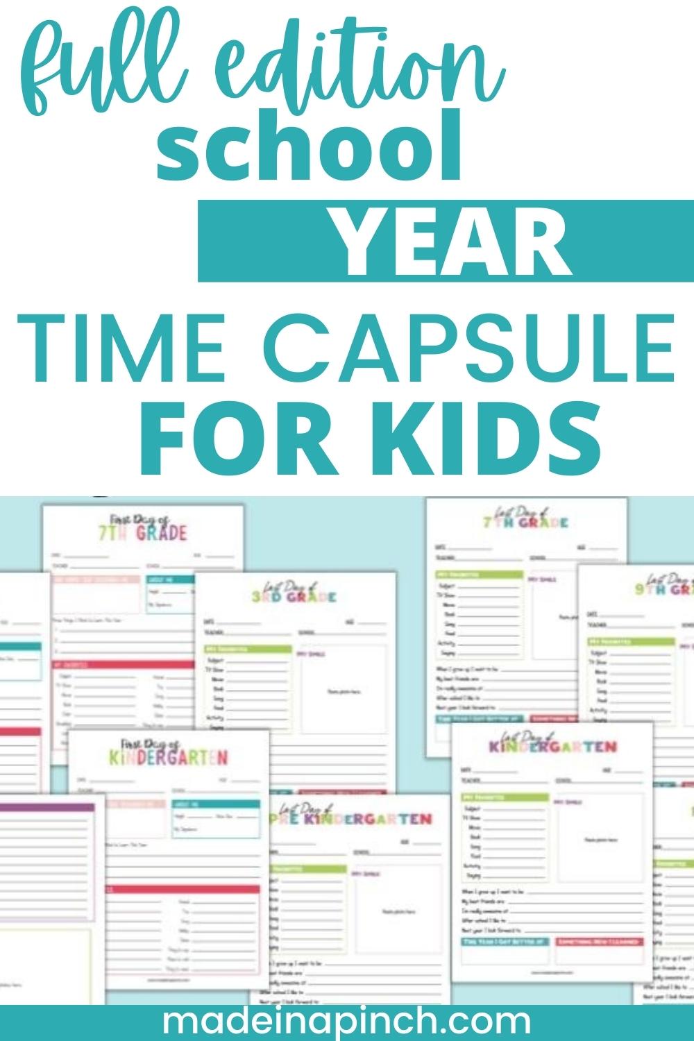 Time Capsule Worksheet: School Years Memory Keeper - Made In A Pinch