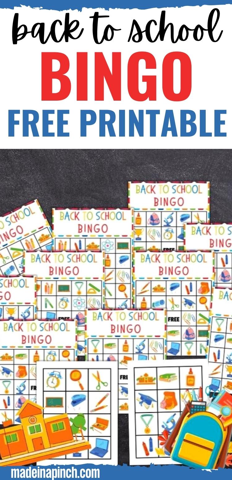 Free Back To School Bingo Printable Game Activity - Made In A Pinch