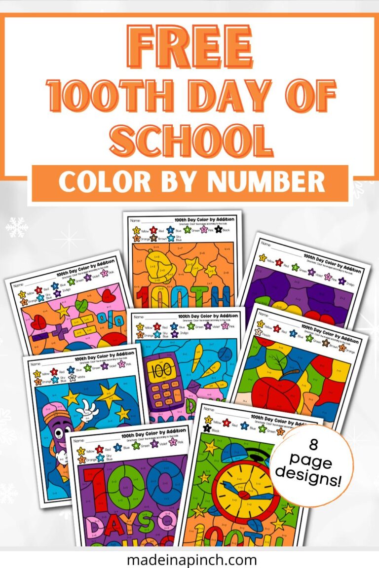 100th Day Of School Coloring Page Printable Pack - Made In A Pinch