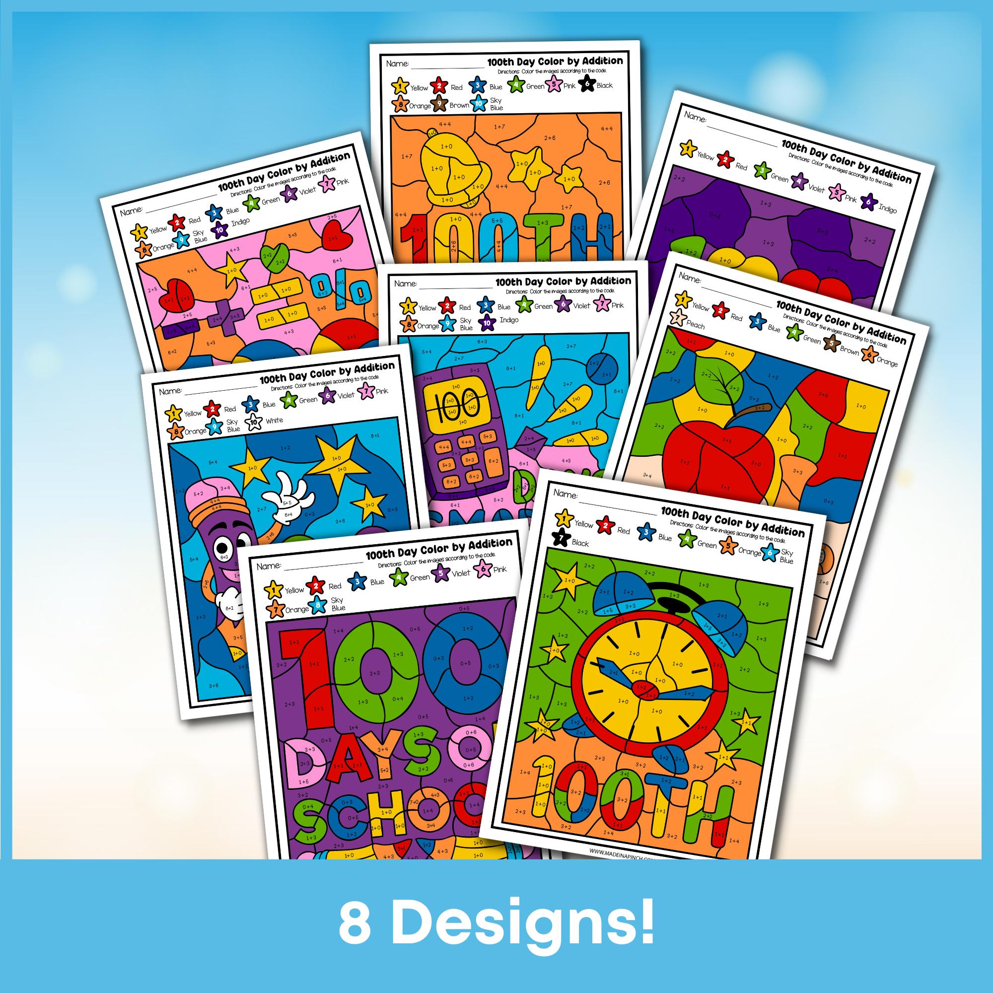 100th Day Of School Coloring Page Printable Pack - Made In A Pinch