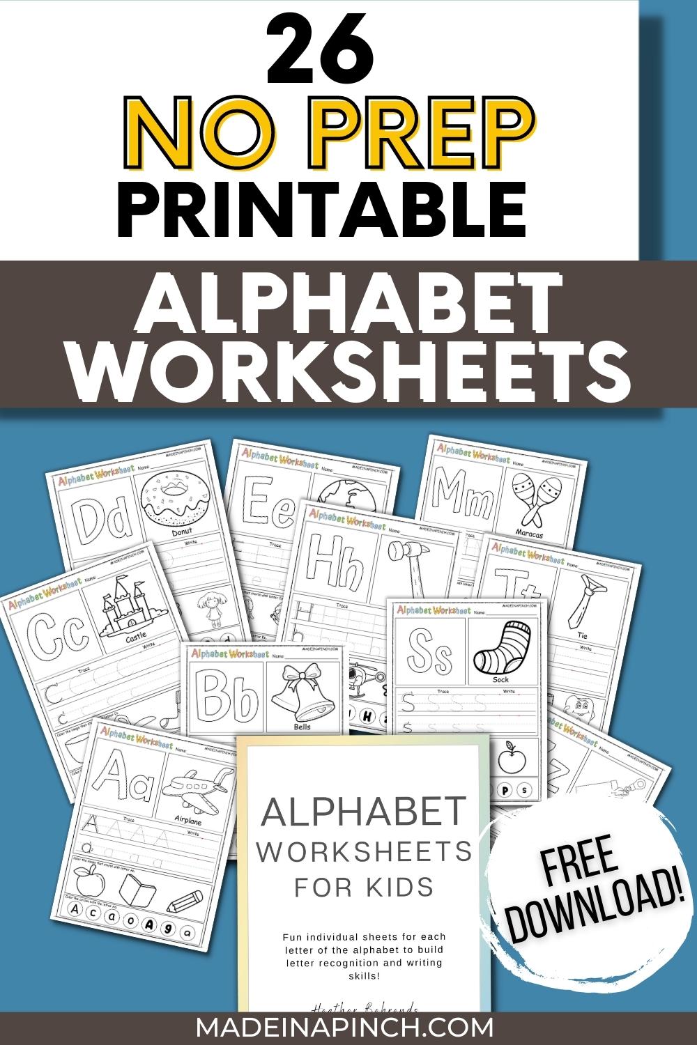 Free Alphabet Worksheets Printable - Made In A Pinch