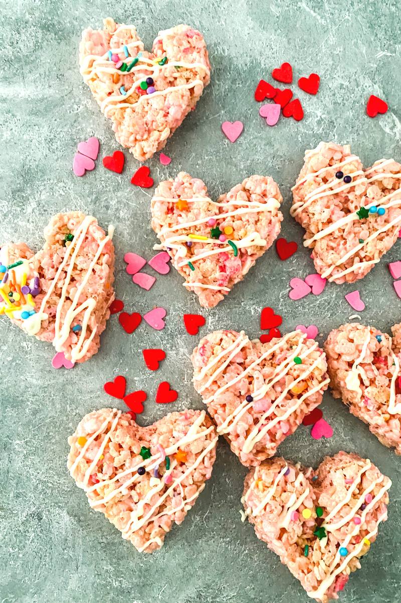 Heart-Shaped Rice Krispie Treats - Made In A Pinch