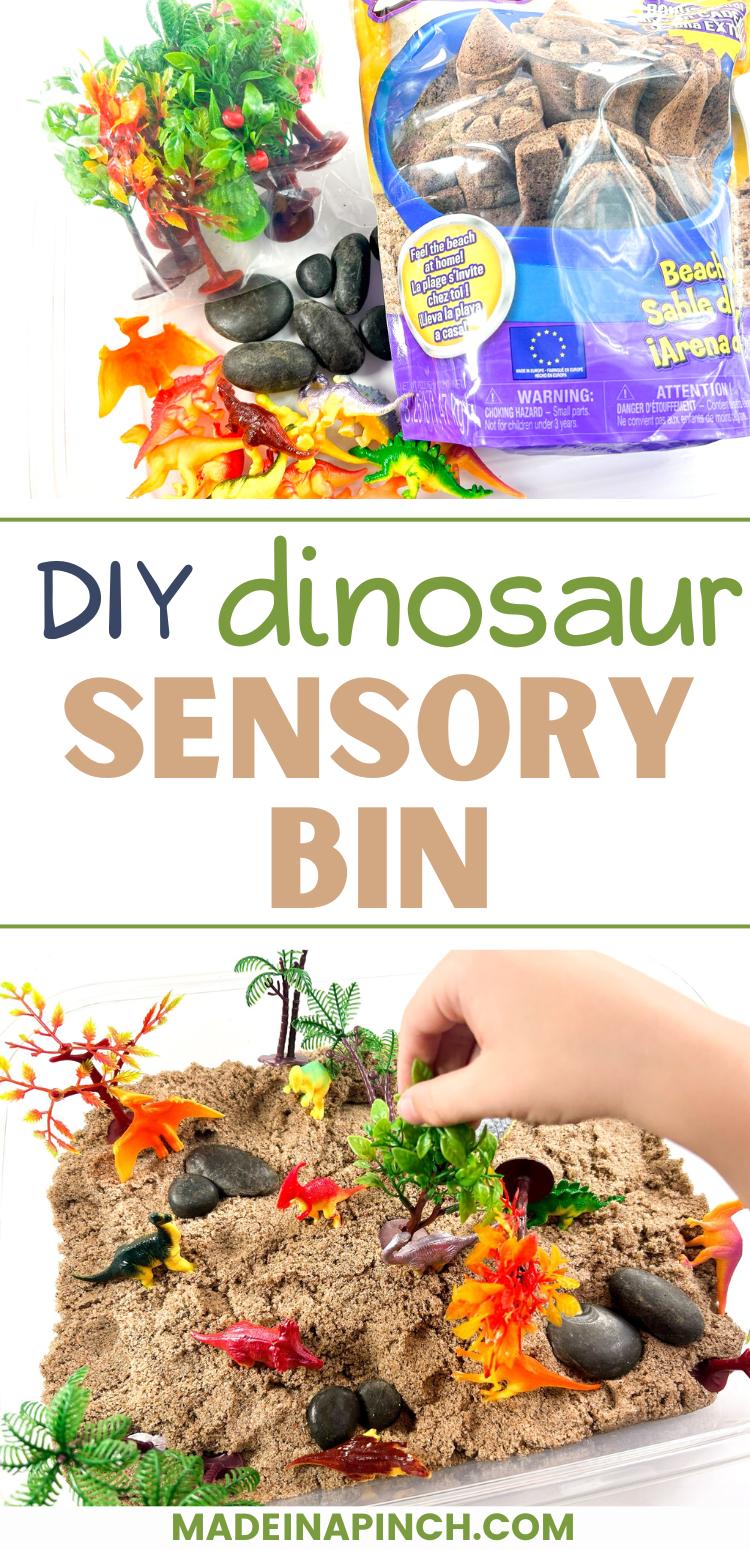 Easy DIY Dinosaur Sensory Bin Activity Idea For Kids - Made In A Pinch