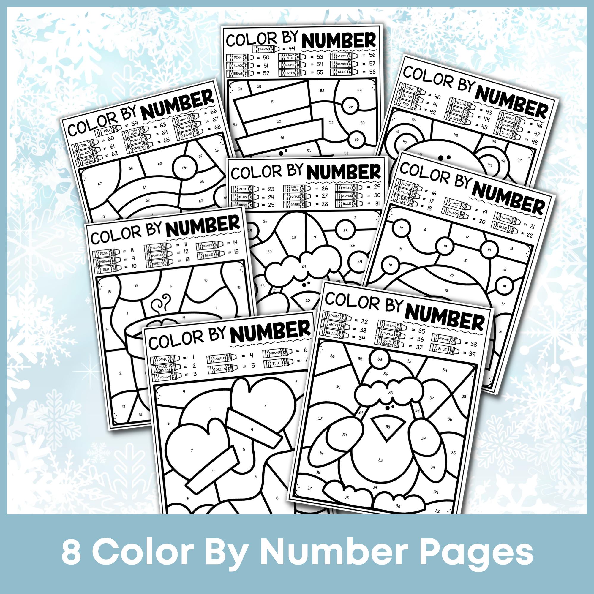 Free Winter Color By Number Pages - Made In A Pinch